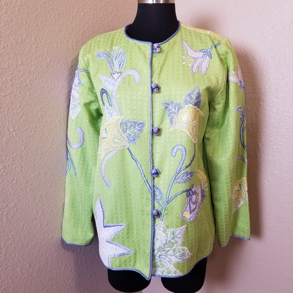 indigo moon | Jackets & Coats | Indigo Moon Floral Embroidered Jacket ...